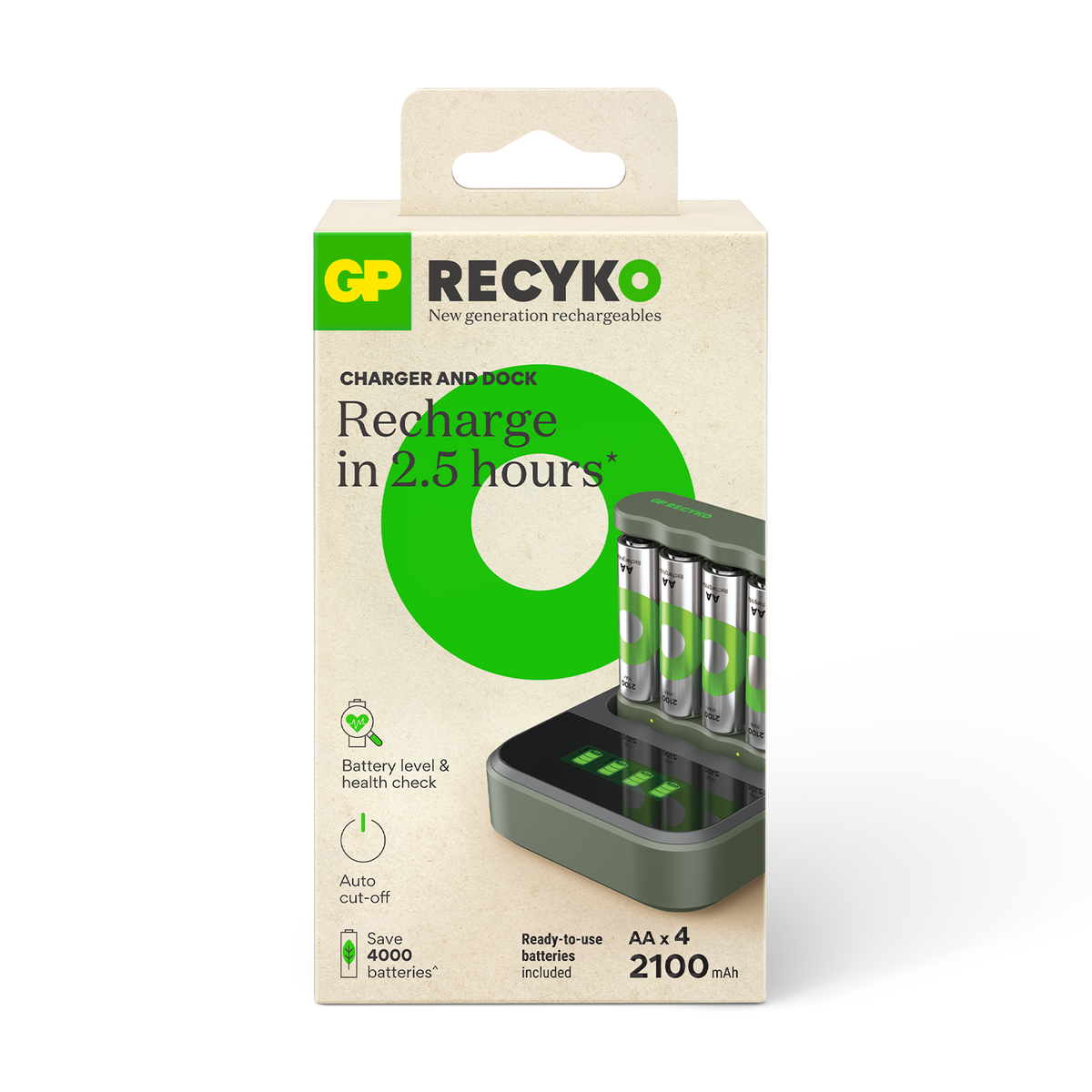 GP Recyko 4-slot NiMH USB Charger B441 and Charger Dock D451 with 4 x | GP Batteries Malaysia